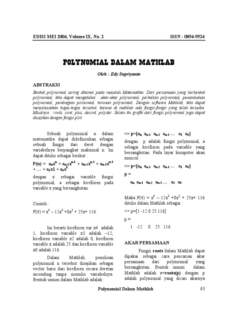 Polynomial Dalam Mathlab | PDF