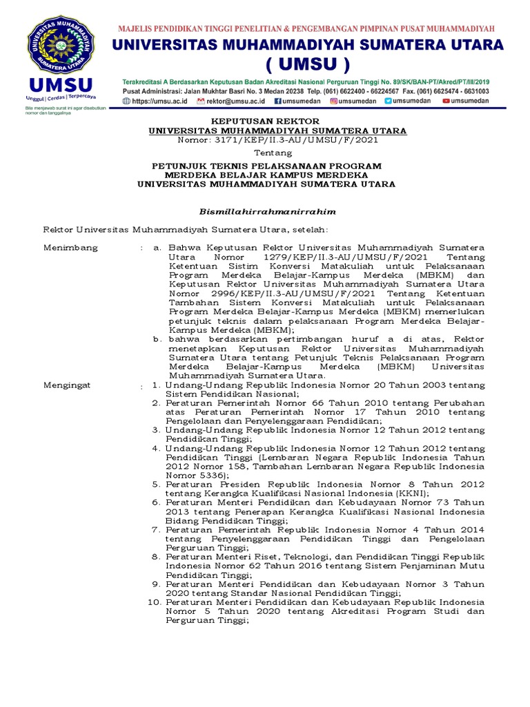 3171-SK REKTOR-Petunjuk Teknis Pelaksanaan MBKM-rev | PDF