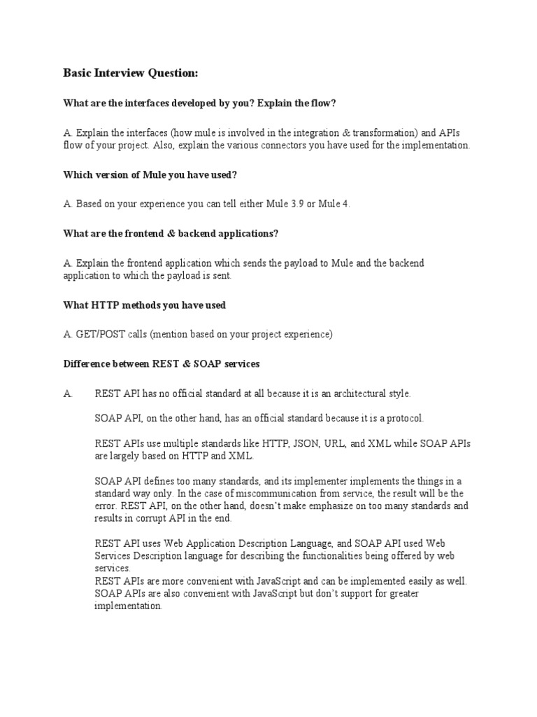 Basic Interview Question | PDF | Representational State Transfer | Soap
