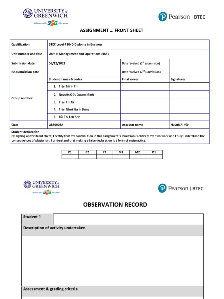 Unit4 - 488 - Assignment 1 Frontsheet (Group) | PDF | Leadership | Goal Unit4 - 488 - Assignment 1 Frontsheet (Group) | PDF | Leadership | Goal