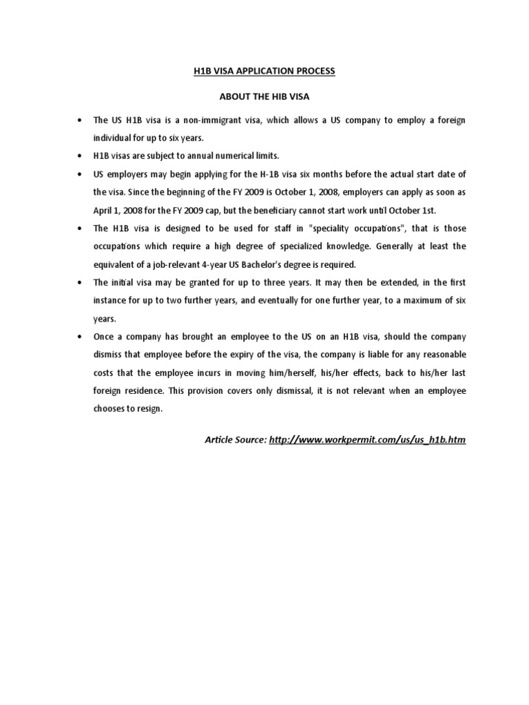 h1b Visa Application Proces1 | PDF | H 1 B Visa | Travel Visa