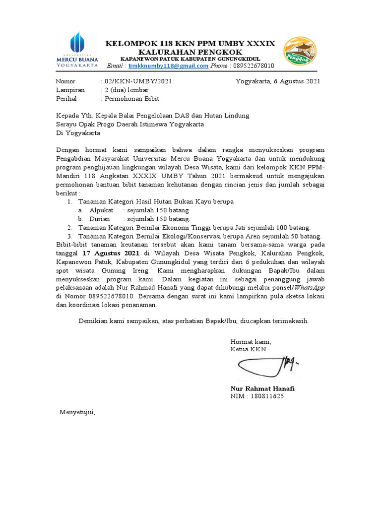 02KKN - Surat Permohonan Bibit | PDF