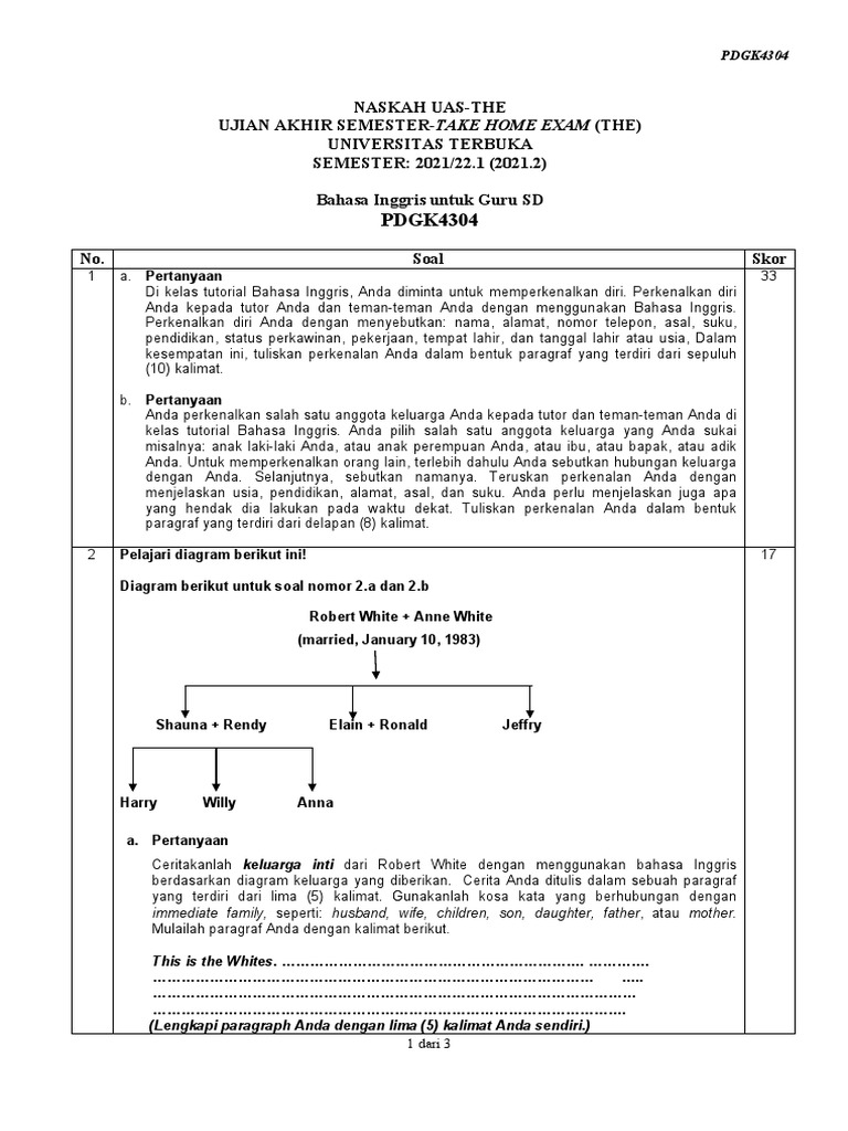 Naskah PDGK4304 The 1 (BUTUH JAWABAN 081273324559) | PDF