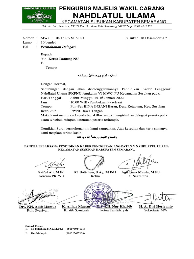 Undangan Delegasi Nu Ranting | PDF