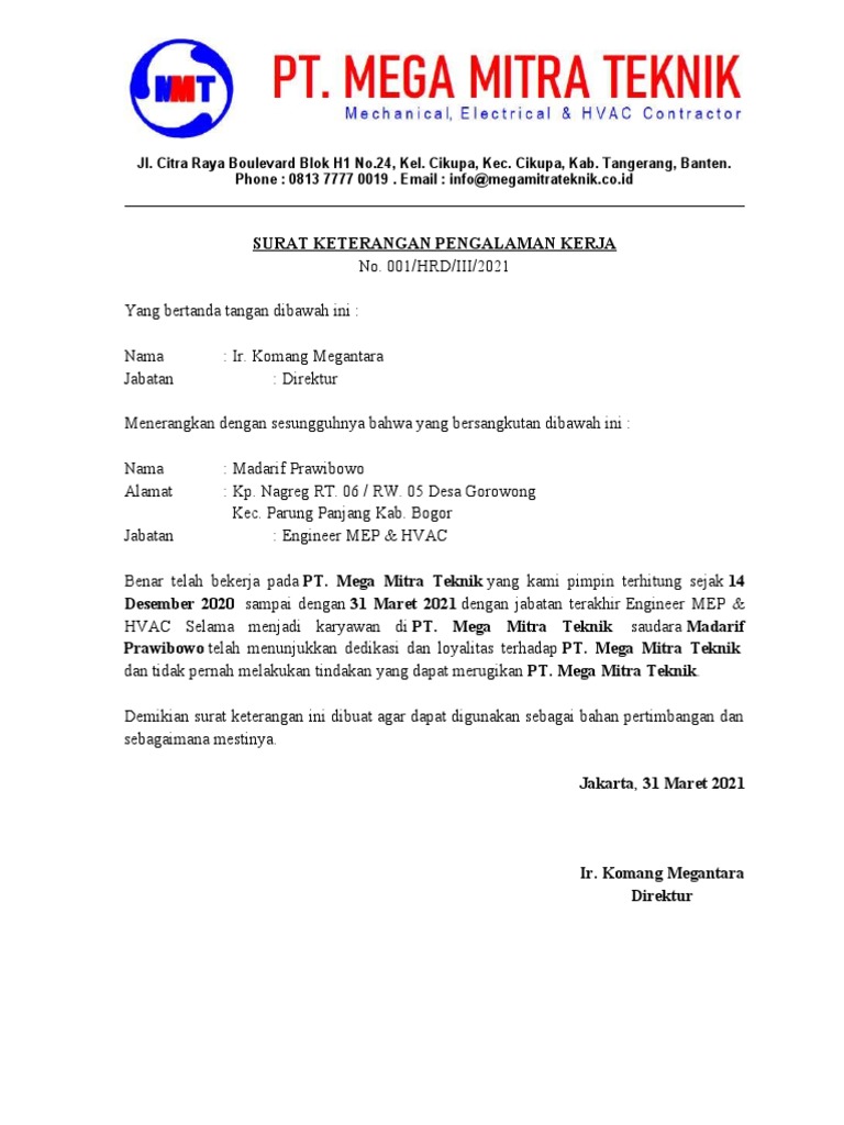 Format Paklaring | PDF