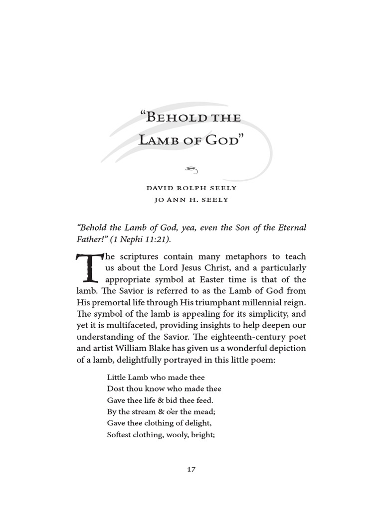 "Behold The Lamb of God": David Rolph Seely Jo Ann H. Seely | PDF ...