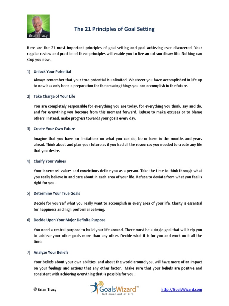 21 Principles of Goal Setting | PDF | Goal | Goal Setting