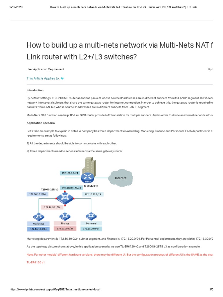 How To Build Up A Multi-Nets Network Via Multi-Nets NAT Feature On TP ...