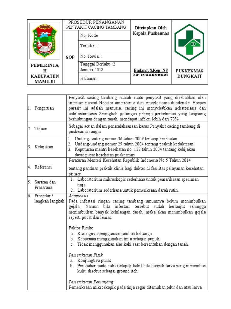 Sop Cacing Tambang | PDF