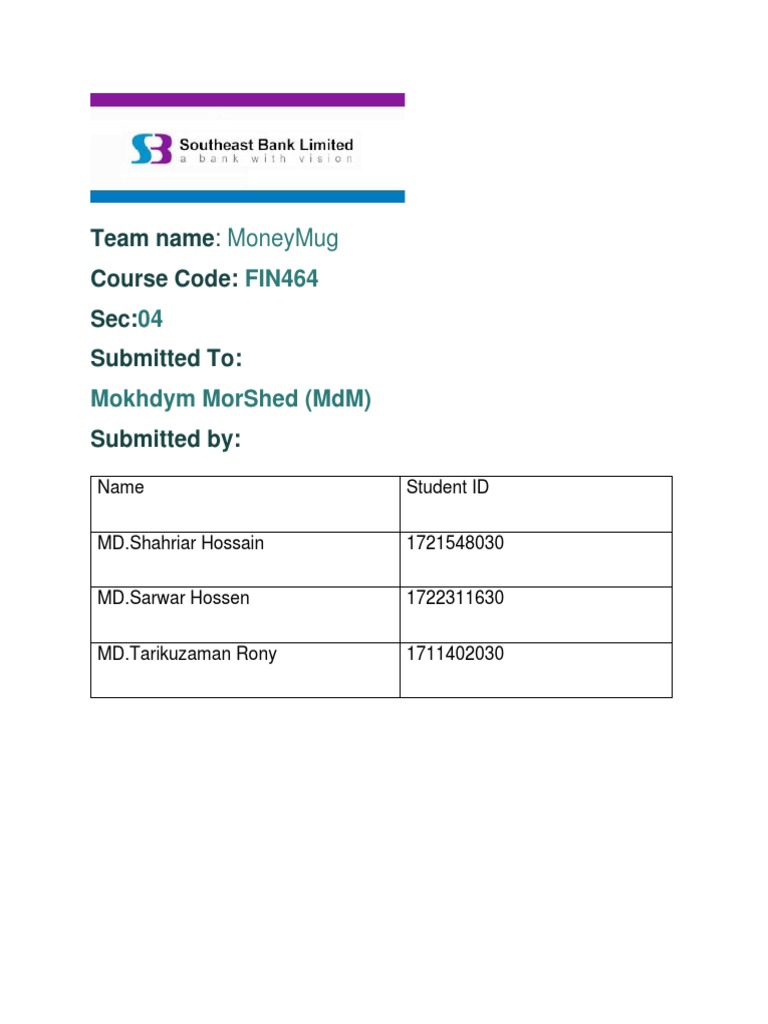 Team moneymug-FIN-464 | PDF | Capital Requirement | Investing