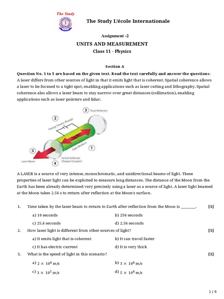 Units and Measurement - Assignment 2 | PDF | Laser | Significant Figures