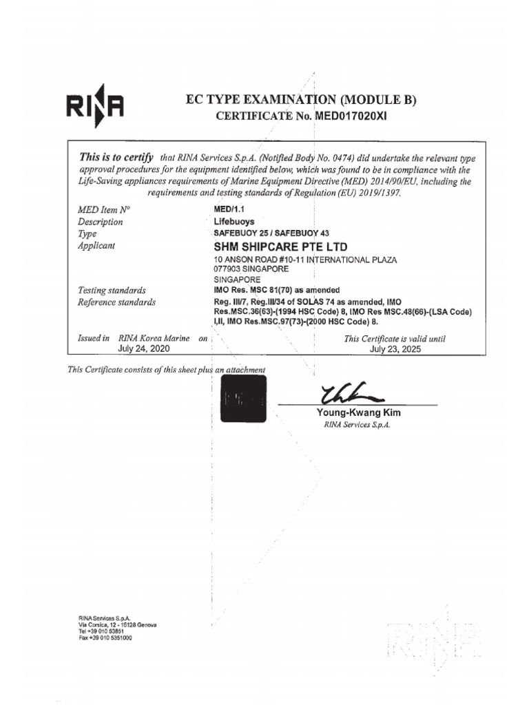 Safebuoy 25 - 43 - Wheelmark Certificate - Jul 2025 | PDF