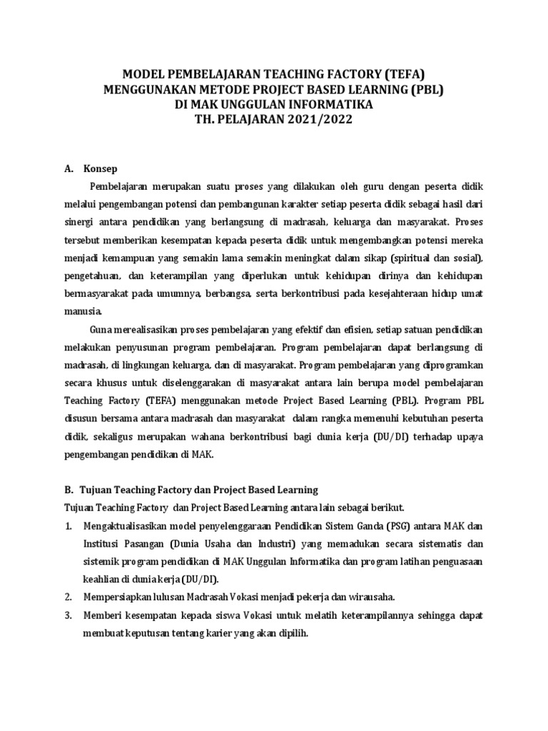 Model Pembelajaran Teaching Factory | PDF