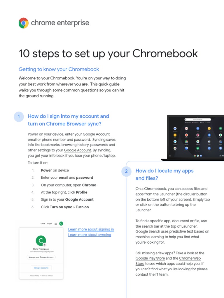 Chromebook Set Up Guide For Employees | PDF | Chromebook | Mobile App