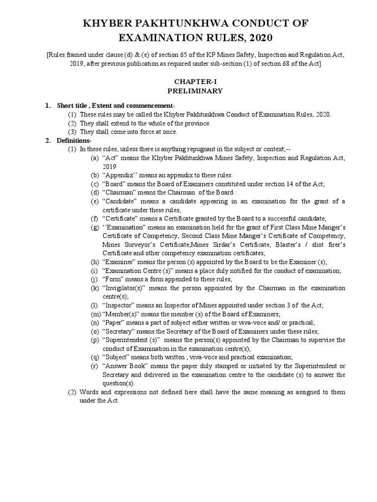 KPK Examination Rules for Mining Competency | PDF | Test (Assessment ...