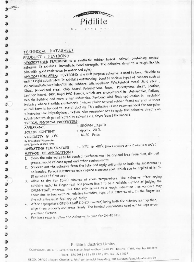 FeviBond - Material Safey Data Sheet | PDF