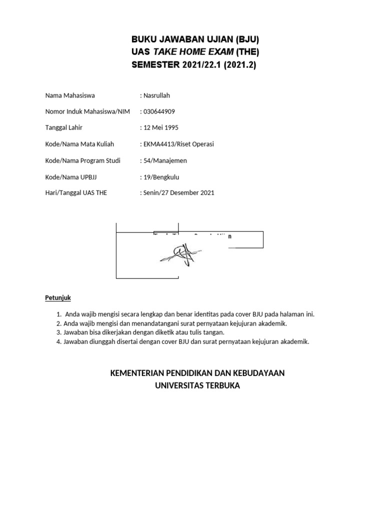 BJU Uas Riset Operasi | PDF