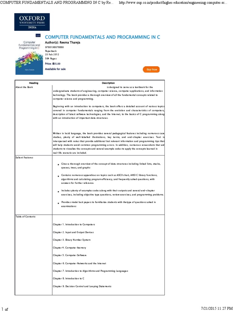 PDF Computer Fundamentals and Programming in C by Reema Thareja | PDF ... PDF Computer Fundamentals and Programming in C by Reema Thareja | PDF ...