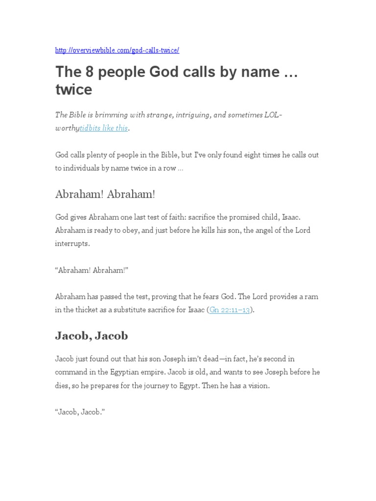 The 8 People God Calls by Name Twice | PDF | Paul The Apostle | Jacob