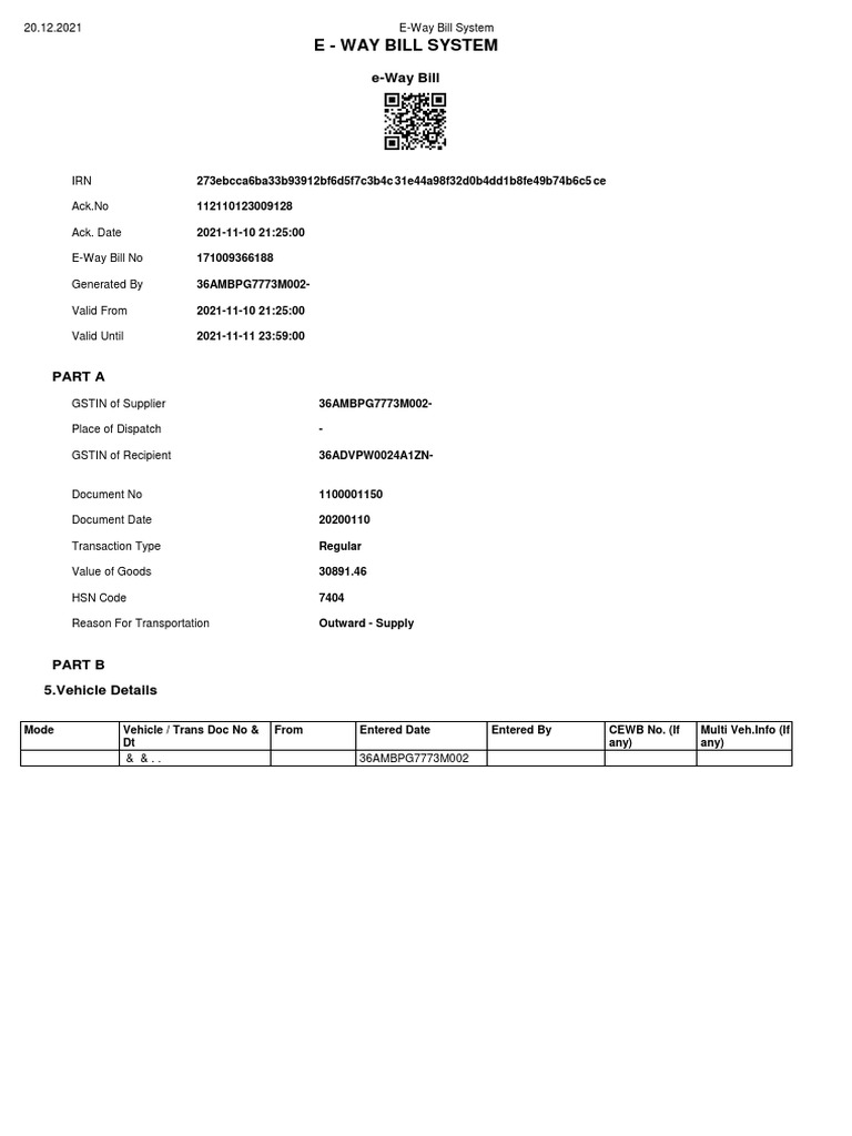 EWAYBILL | PDF | Finance & Money Management