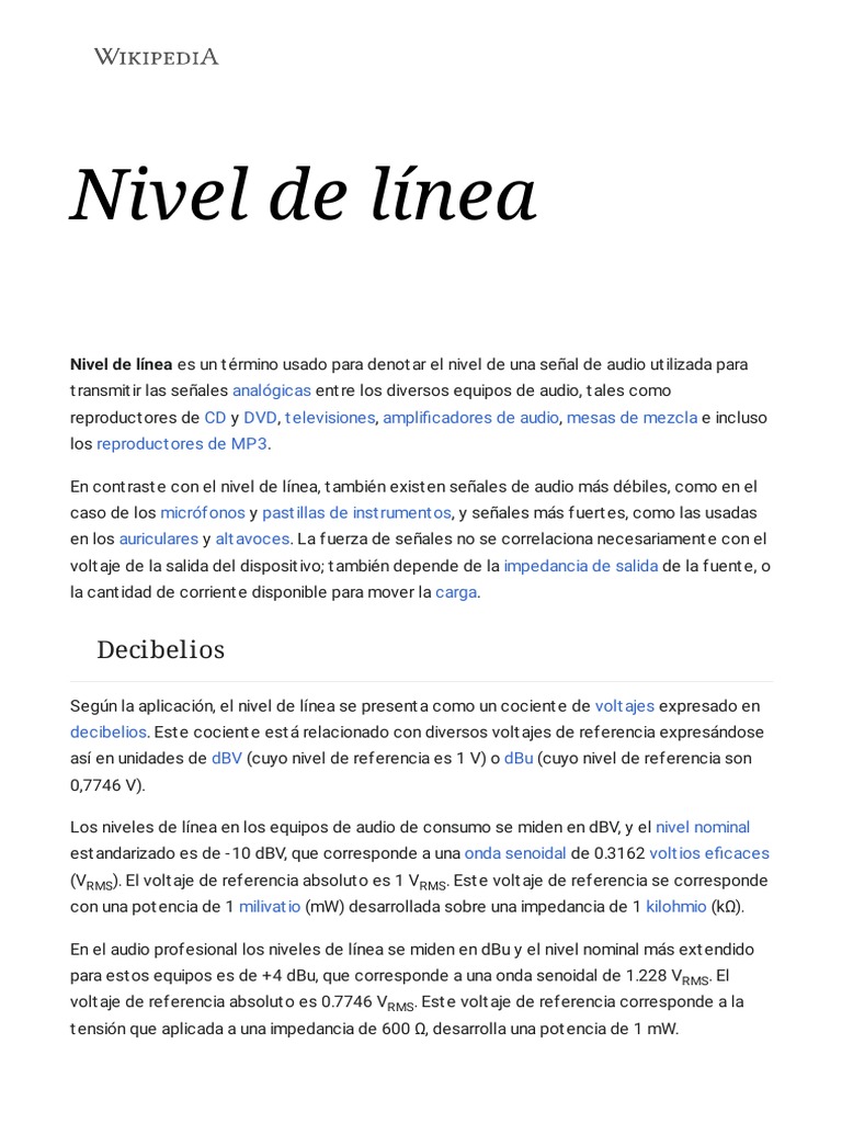 Nivel de Línea - Wikipedia, La Enciclopedia Libre | PDF | Grabación ...
