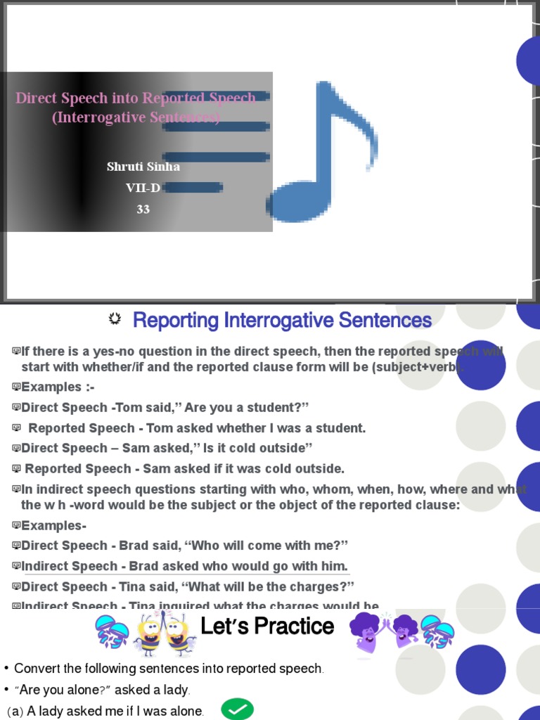 Direct Speech Into Reported Speech (Interrogative Sentences) | PDF