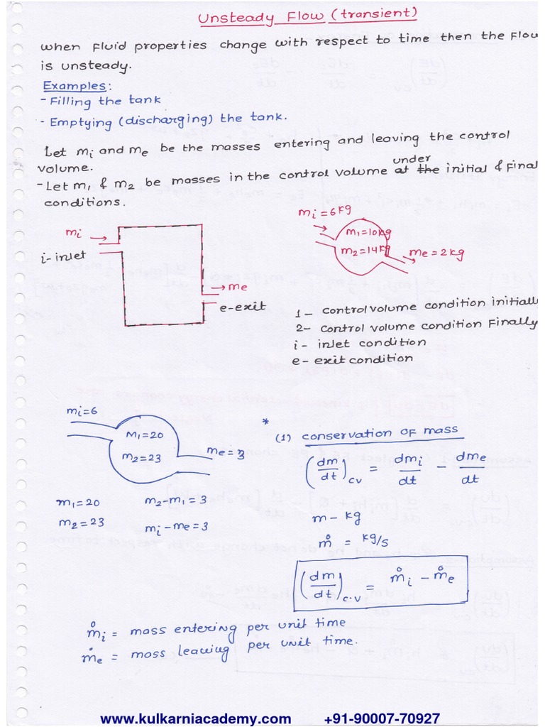 Thermodynamics I Unsteady Flow | PDF Thermodynamics I Unsteady Flow | PDF