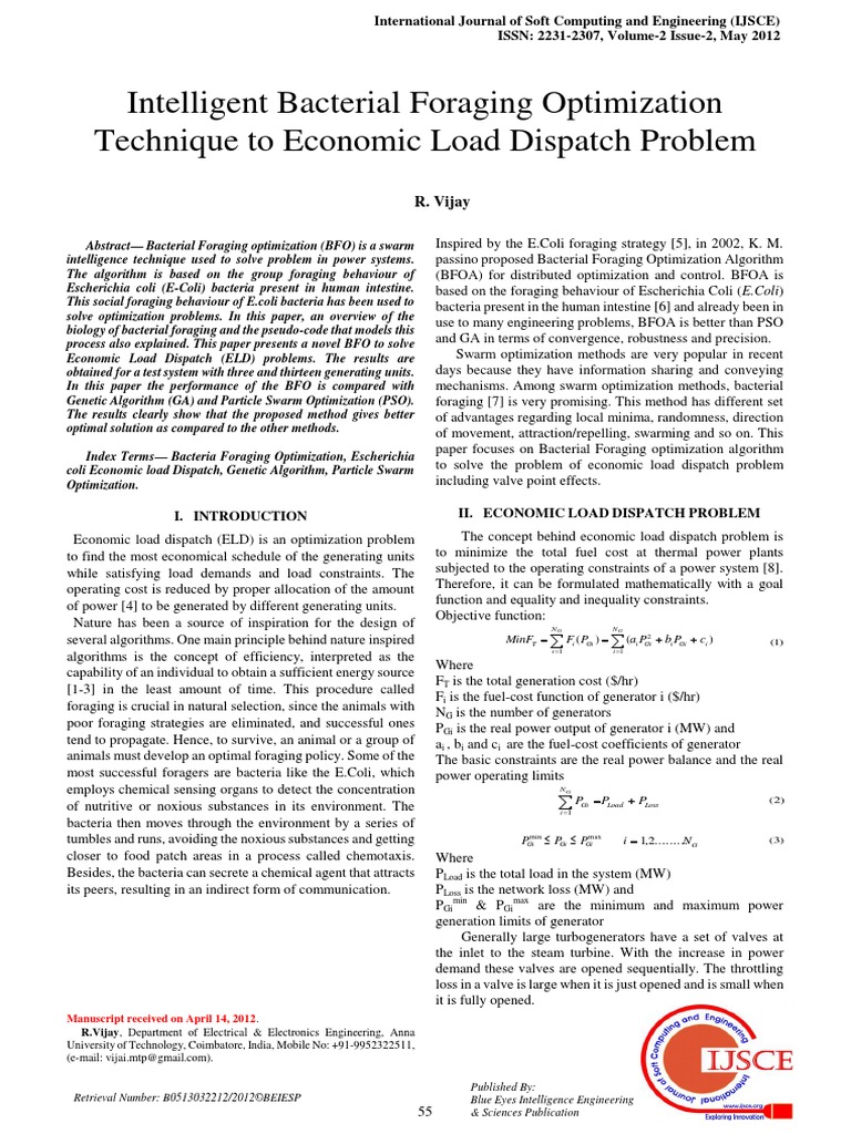Intelligent Bacterial Foraging Optimization Pdf Mathematical