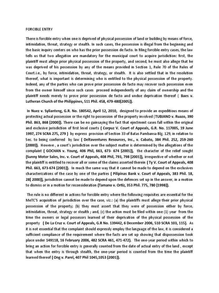 Forcible Entry | PDF | Complaint | Lawsuit