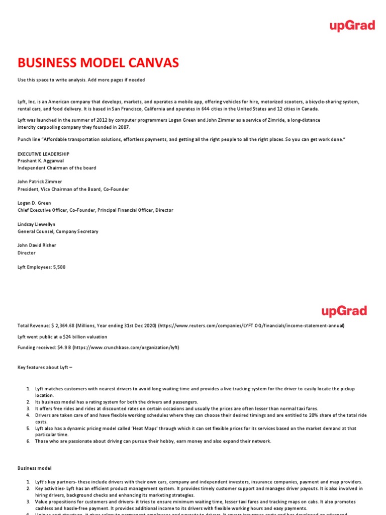 Business Model Canvas Template C8 | PDF | Lyft | Taxicab