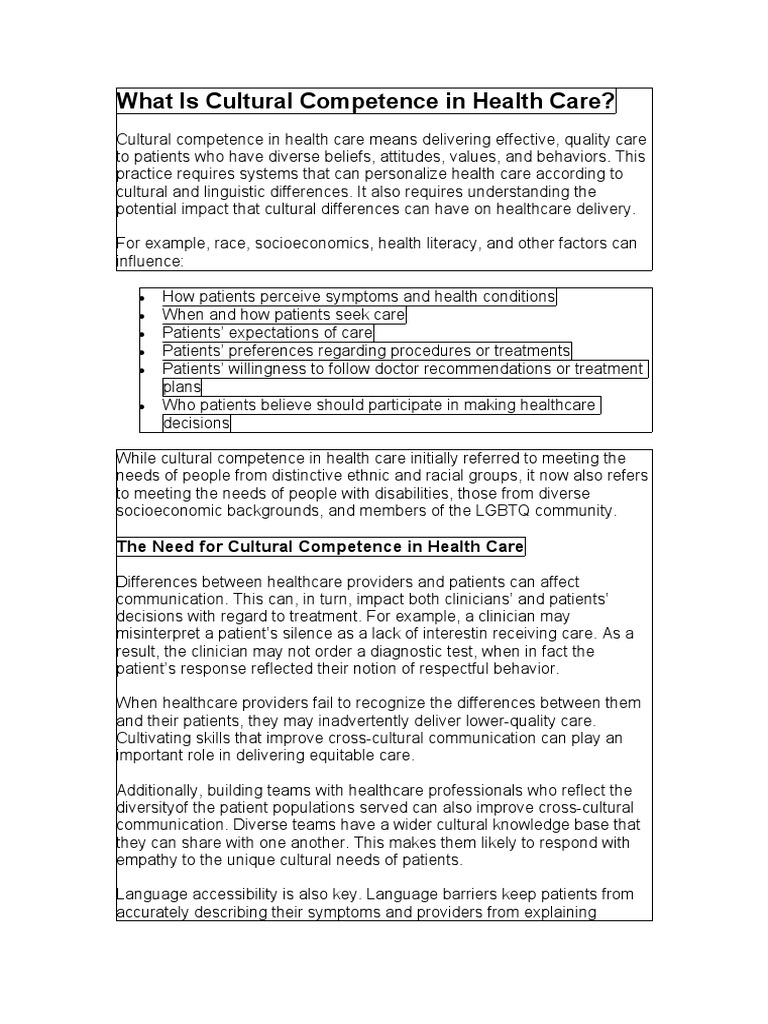 4 Health Belief Model & Cultural Competence in Health Care | PDF ...
