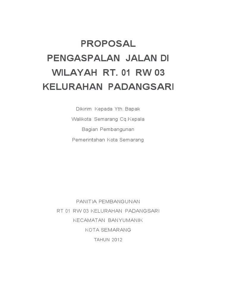 Proposal Pengaspalan Jalan RT 01 RW 03 | PDF