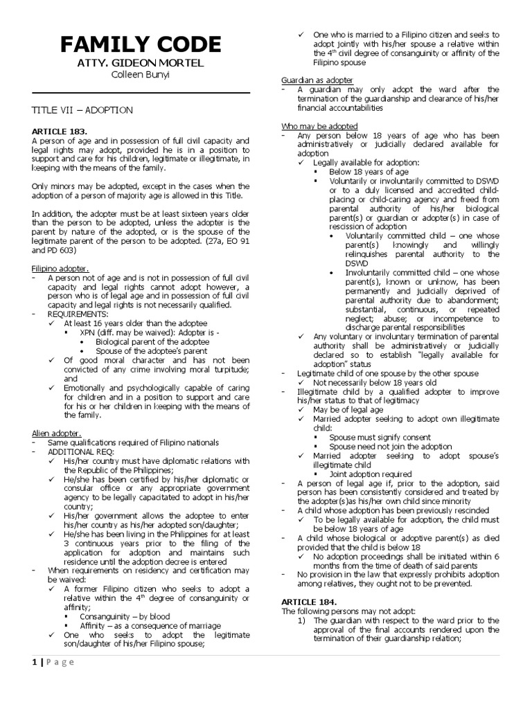 Family Code: Atty. Gideon Mortel | PDF | Annulment | Marriage