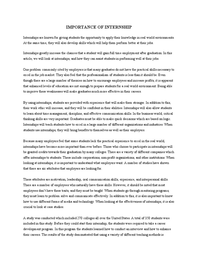 Importance of Internship | PDF | Job Hunting | Internship