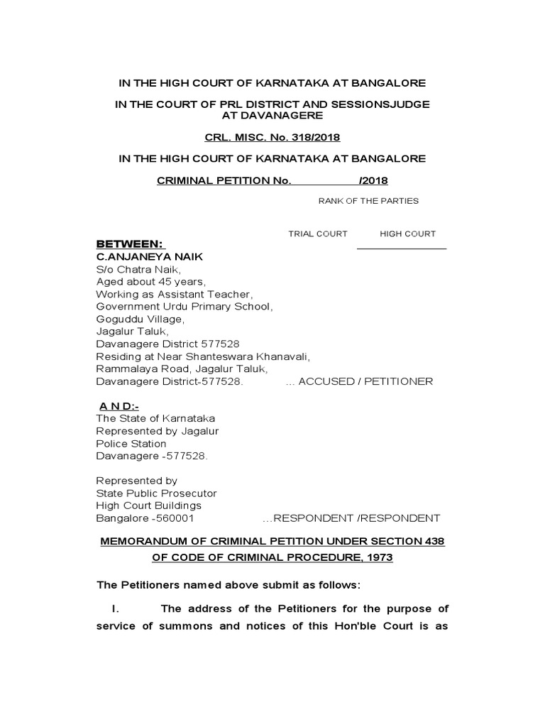 Criminal Petition | Download Free PDF | Bail | Complaint