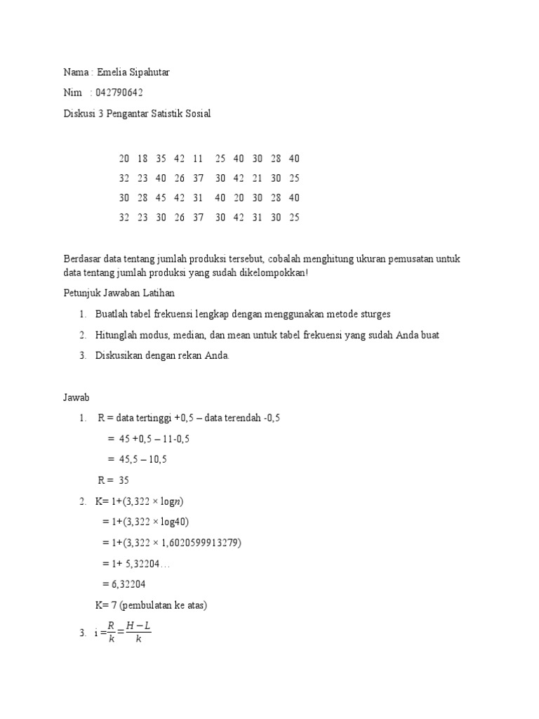 Diskusi 3 Pengantar Statistik Sosial | PDF | Metode & Bahan Ajar