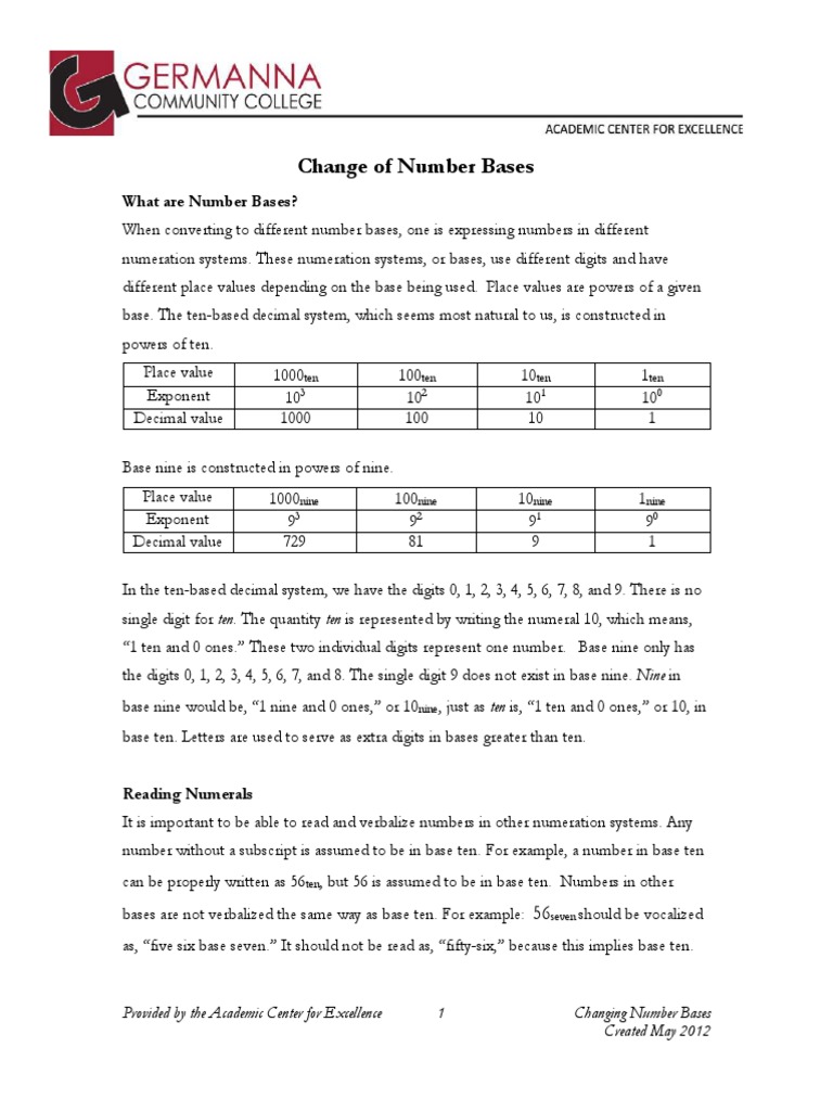 Change of Number Bases | PDF | Numbers | Elementary Mathematics