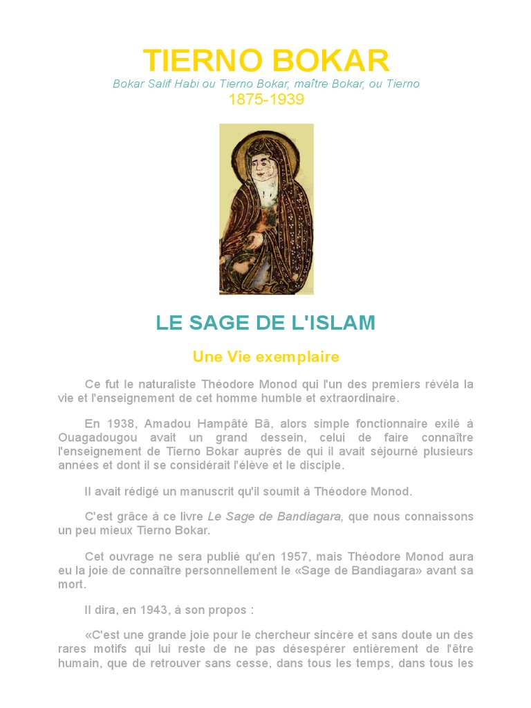 Tierno Bokar Le Sage de L'islam | PDF | Dieu