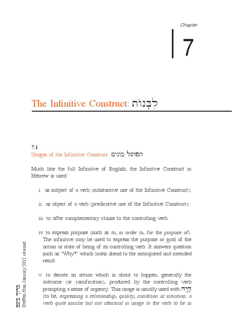 Hebrew Infinitive Construct Explained | PDF | Grammatical Conjugation ...
