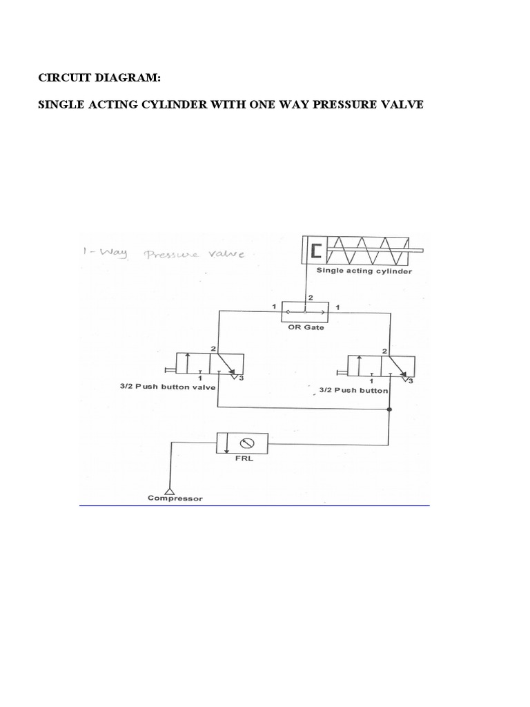Circuit Diagram: Single Acting Cylinder With One Way Pressure Valve ...