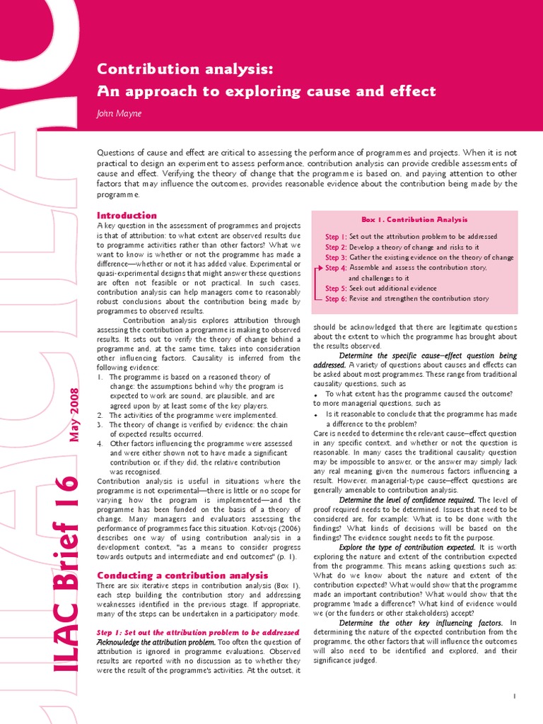 Contribution Analysis: An Approach To Exploring Cause and Effect | PDF ...
