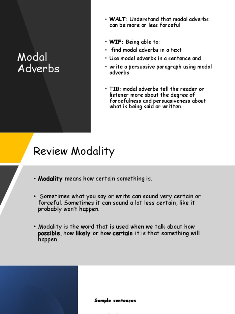 Modal Adverbs | PDF | Adverb | Linguistics