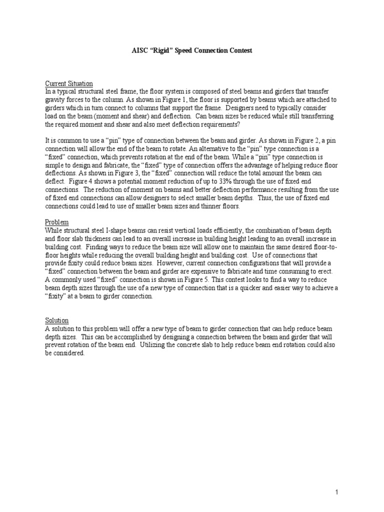 AISC "Rigid" Speed Connection Contest | PDF | Beam (Structure ...