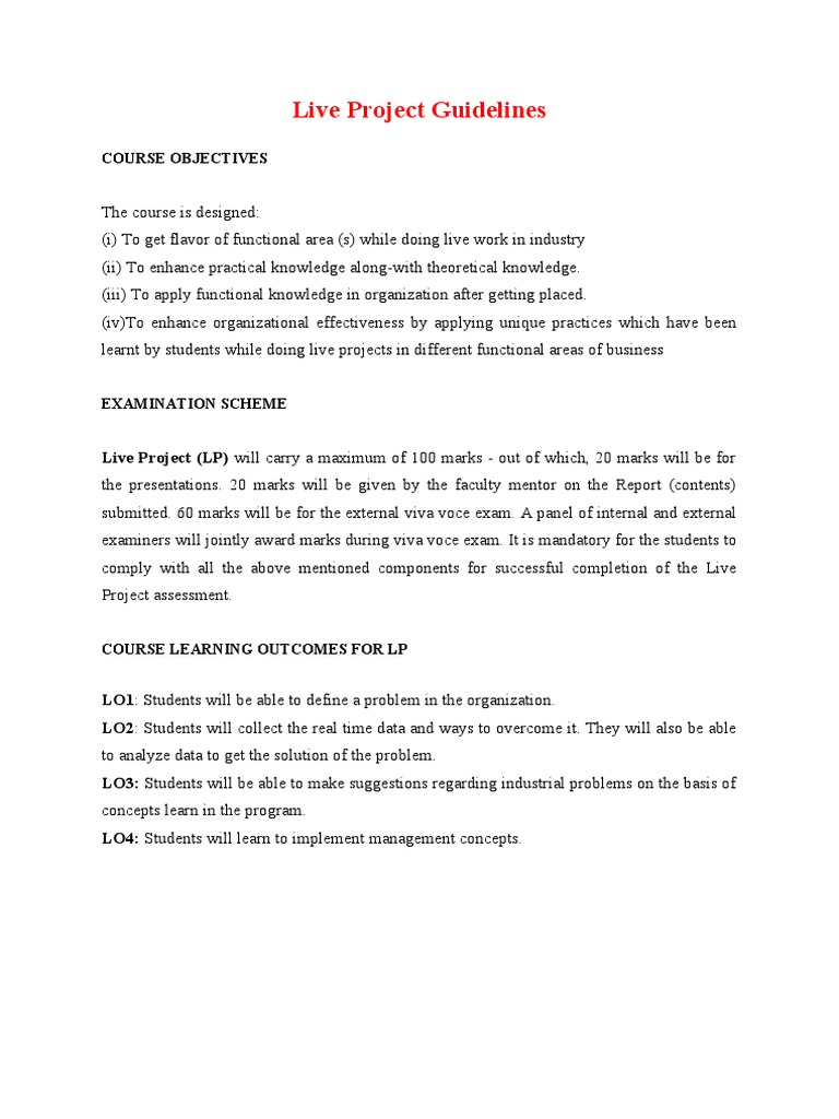 Live Project Submission Guidelines | PDF | Thesis | Applied Psychology
