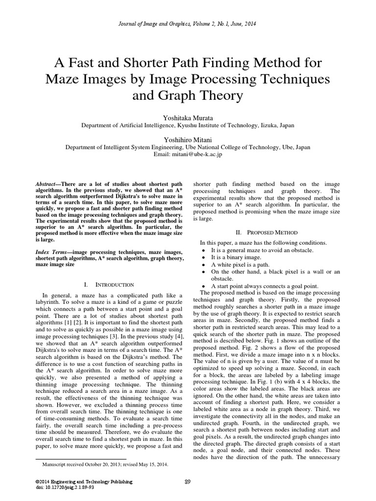 A Fast and Shorter Path Finding Method For Maze Images by Image ...