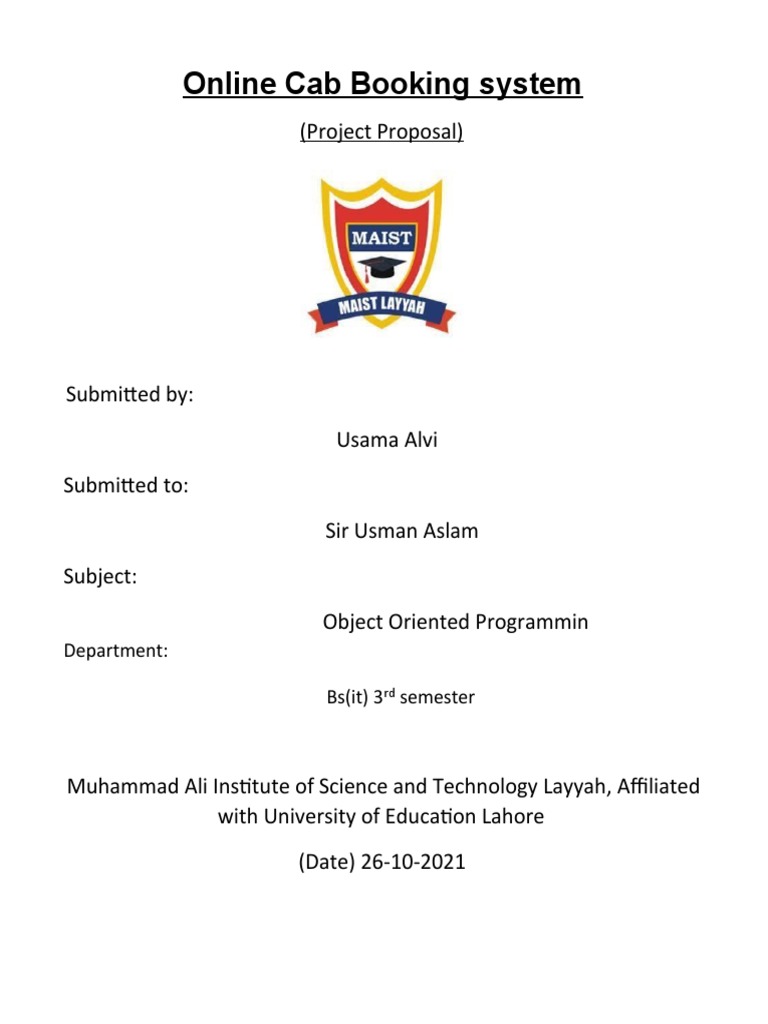 Online Cab Booking System: (Project Proposal) | PDF | Information ...