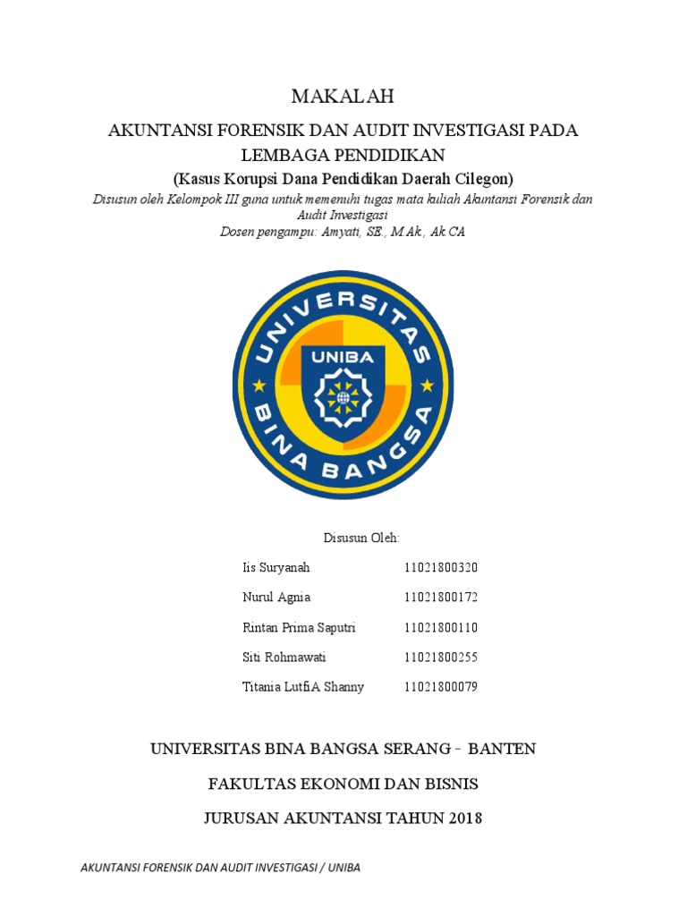 Makalah Kelompok 3 Akuntansi Forensik Dan Audit Investigasi | PDF