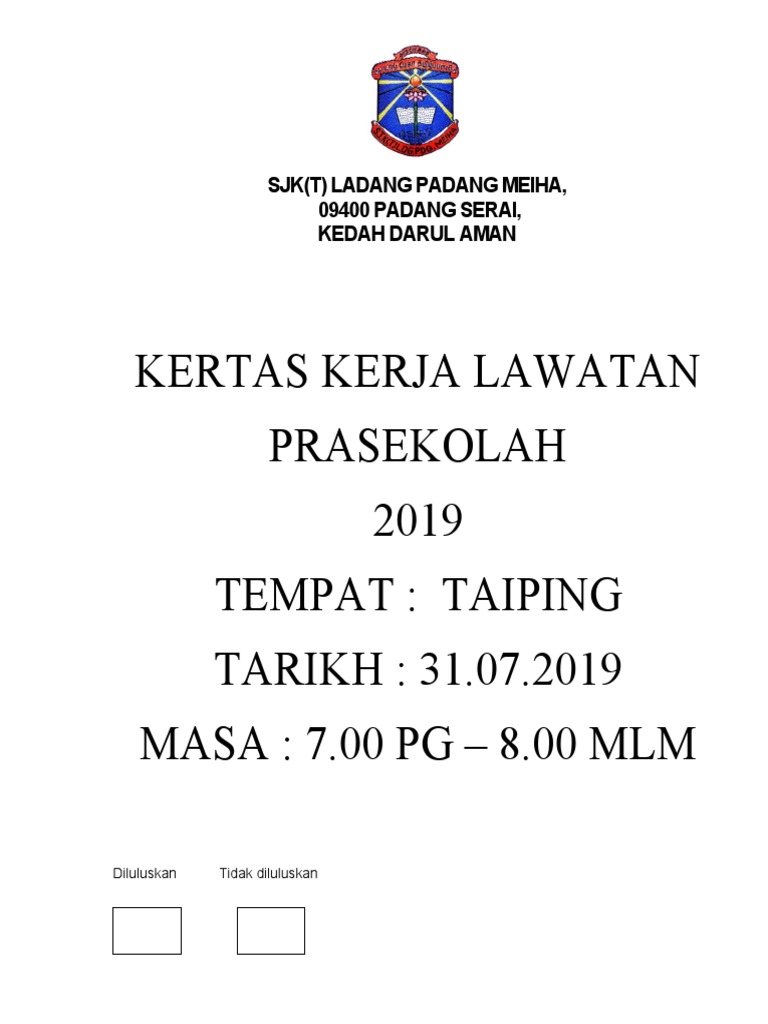 Kertas Kerja Lawatan TAIPING 2019 | PDF