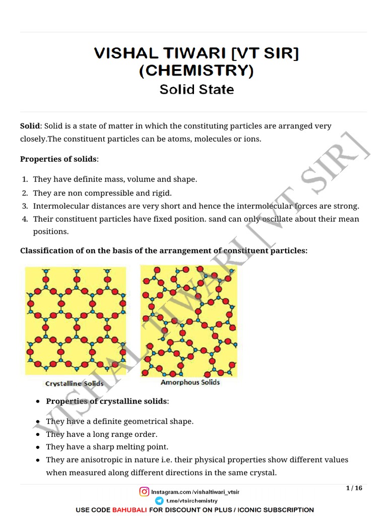 VT Sir NCERT Short Notes - 1 (Solid State) | PDF | Semiconductors ...