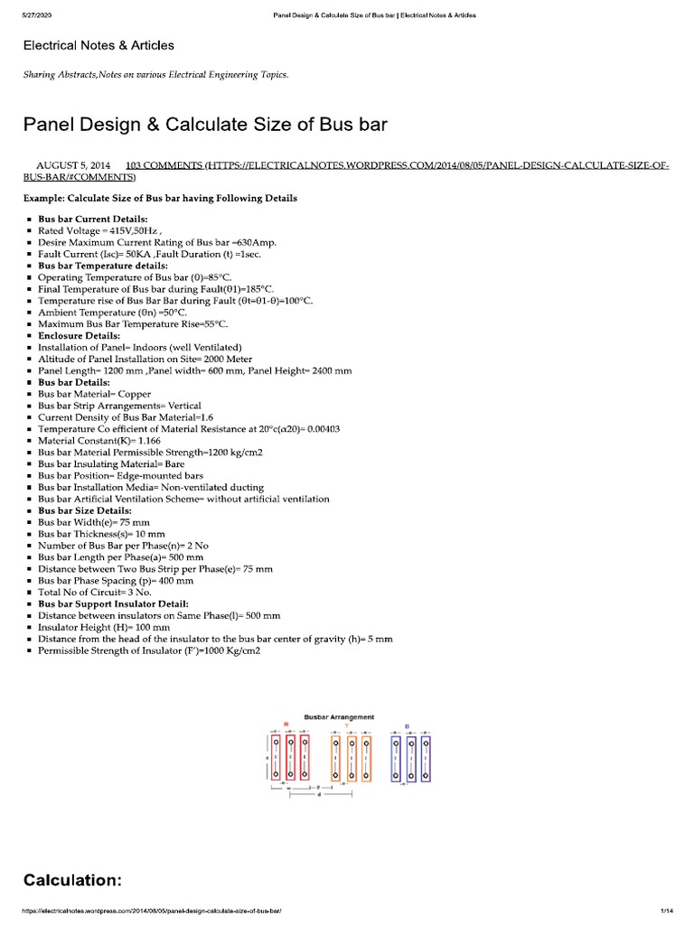 Panel Design & Calculate Size of Bus Bar | PDF